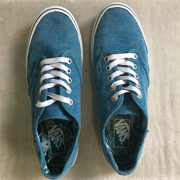 Vans | Shoes | Womens Blue Floral Insole Vans Sneakers Size 9 | Poshmark